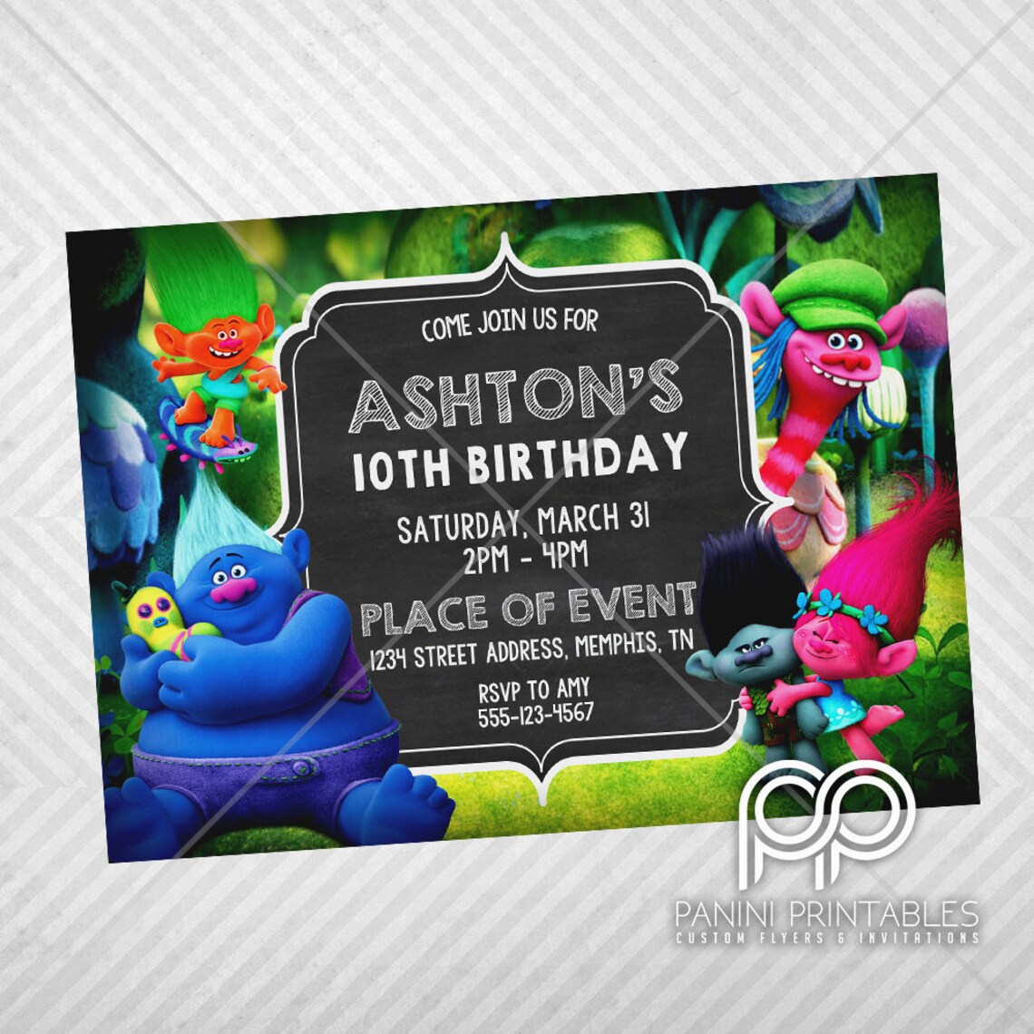 Trolls Birthday Invitation - Trolls - Trolls Invitation - Trolls ...