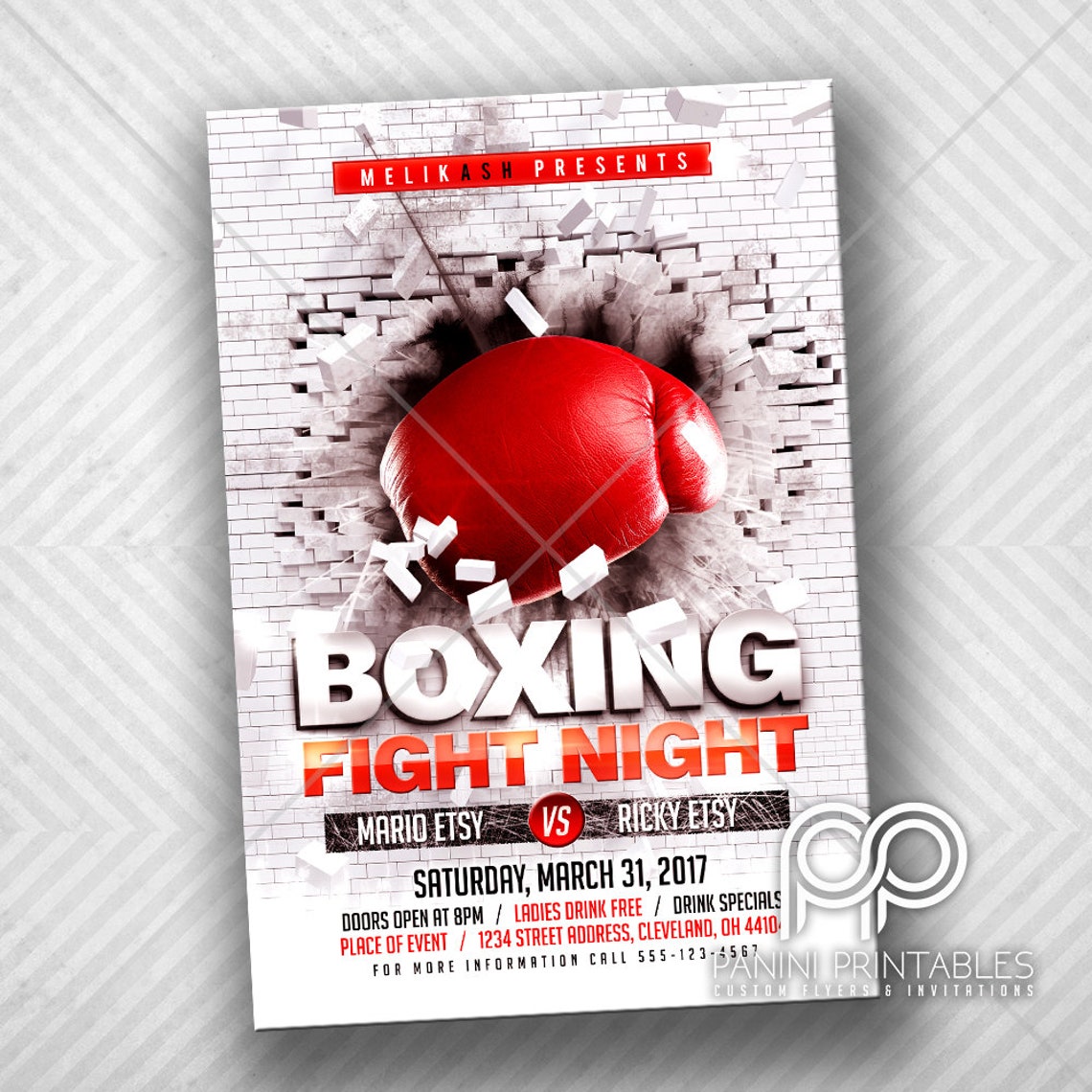 Boxing Invitation Fight Night Invitation Boxing Party Fight Night Party ...