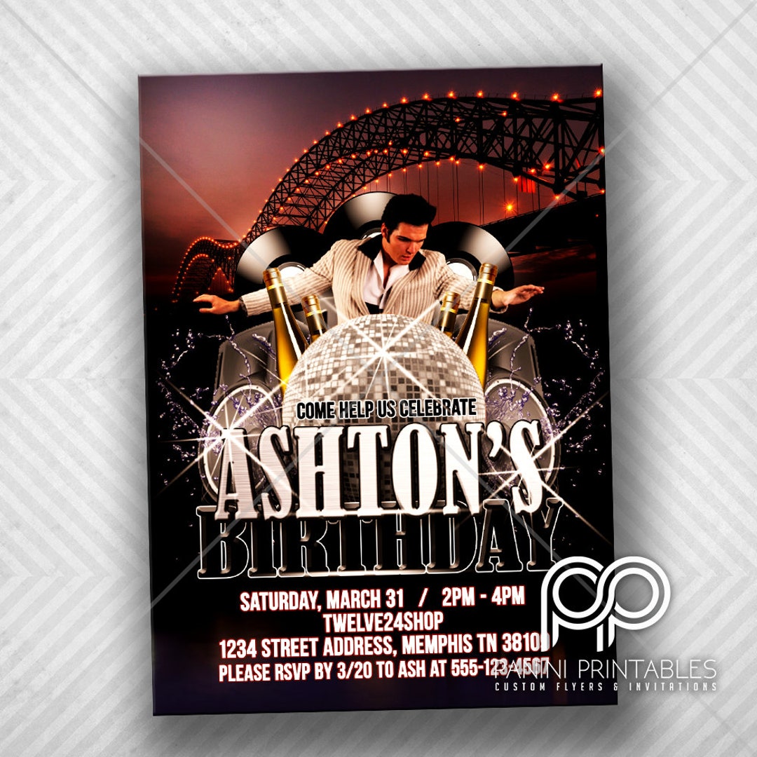Elvis Presley Invitation - Elvis Presley Birthday Invitation - Elvis ...