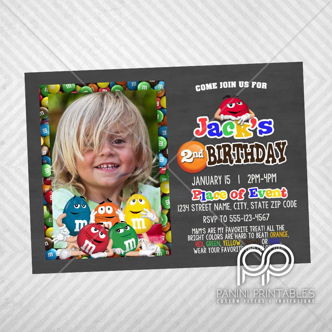M&M Birthday Invitation - MM Invitation - Candy Birthday Invitation ...