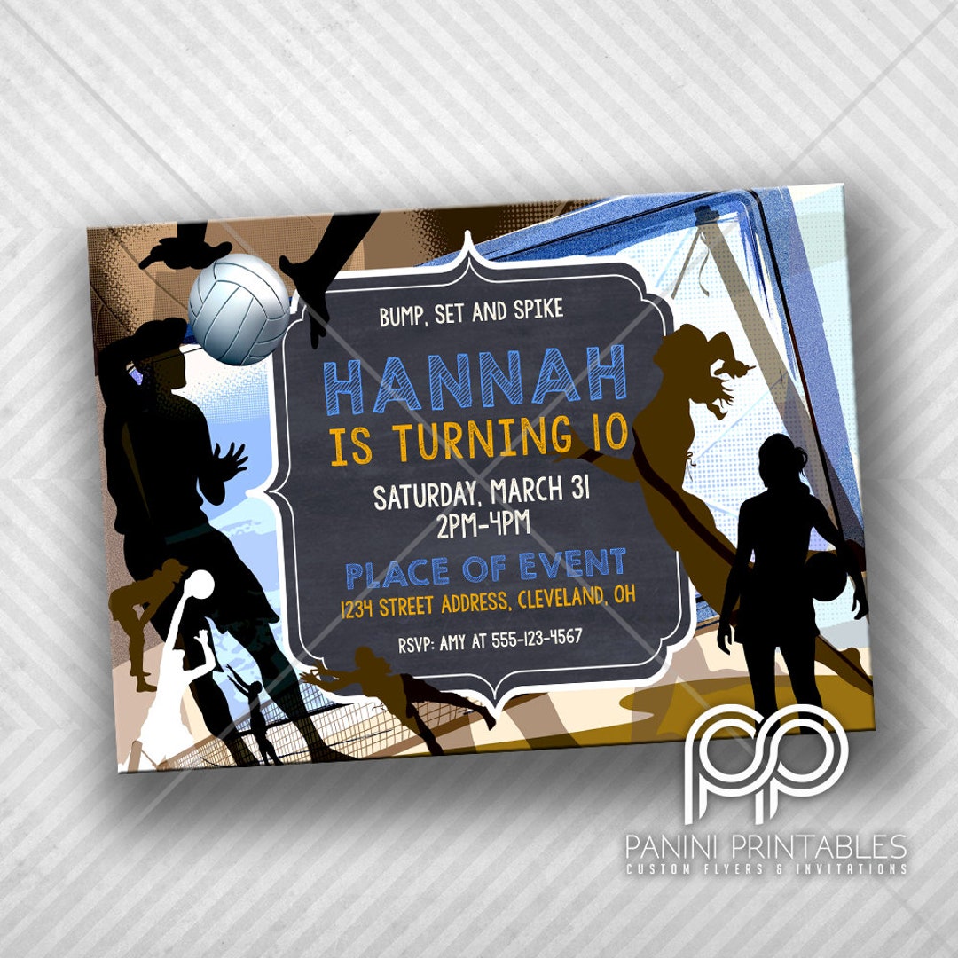 Volleyball Invitation - Volleyball Birthday Invitation - Volleyball ...