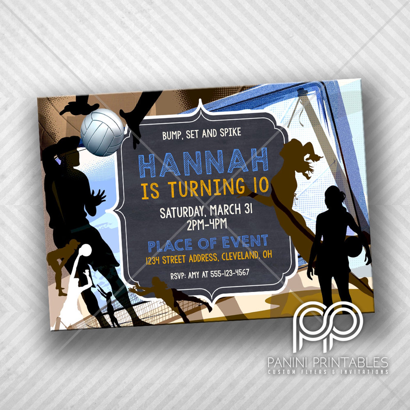 Volleyball Invitation Volleyball Birthday Invitation - Etsy