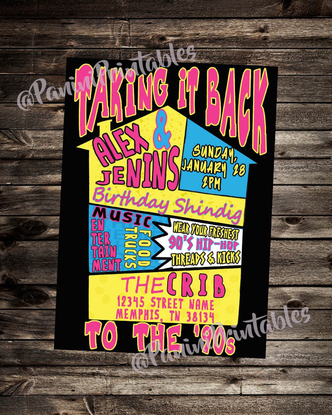 90s Birthday Invitation - Hip Hop Birthday - Throwback Invitation ...
