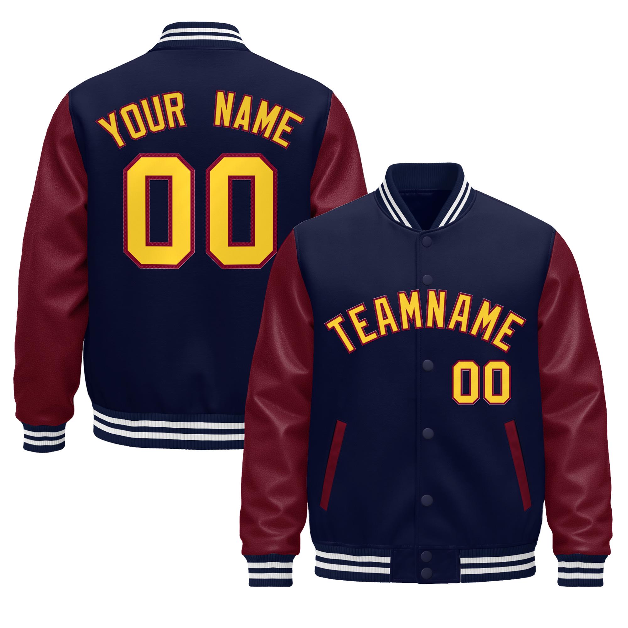 KXK Custom Stitched Number and Logo Varsity Raglan PU Leather Sleeves ...