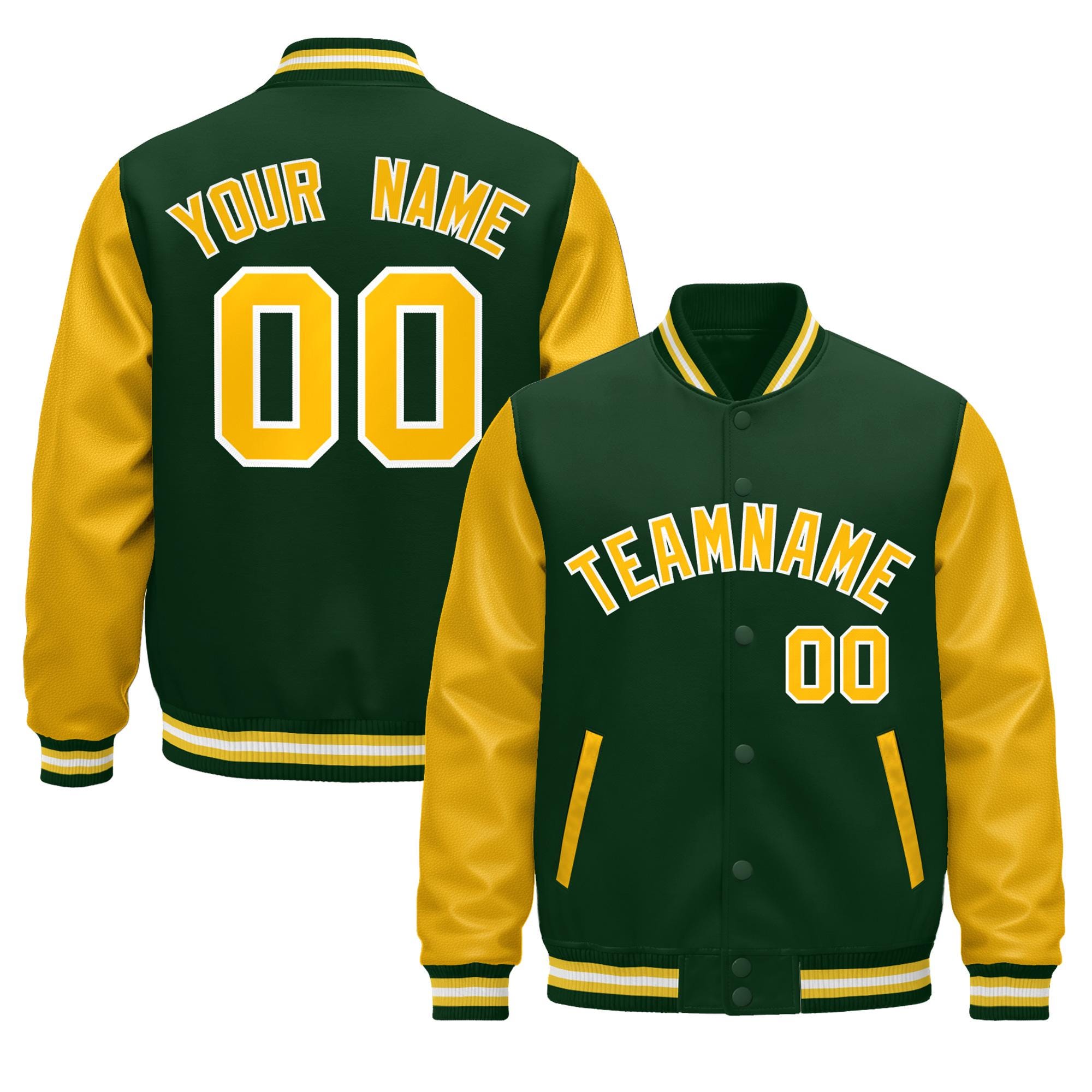 KXK Custom Stitched Number and Logo Varsity Raglan PU Leather Sleeves ...