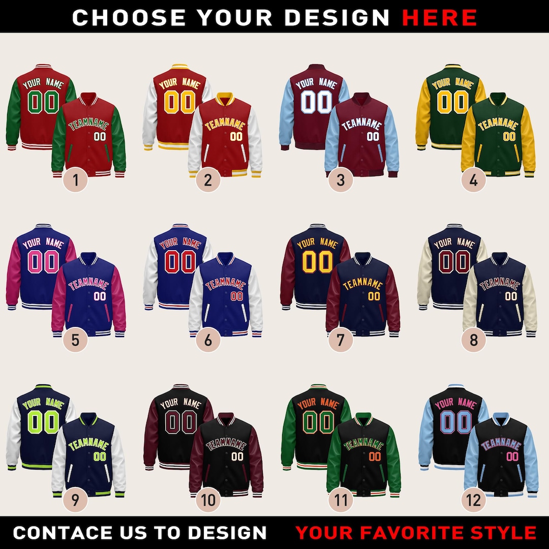 KXK Custom Stitched Number and Logo Varsity Raglan PU Leather Sleeves ...