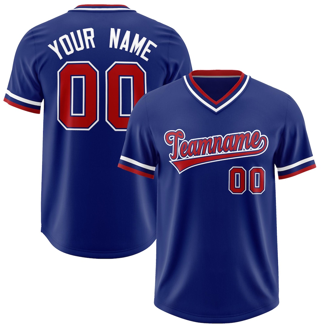 Custom V-neck Baseball Jersey Personalzied Embroidered Team Name Number ...