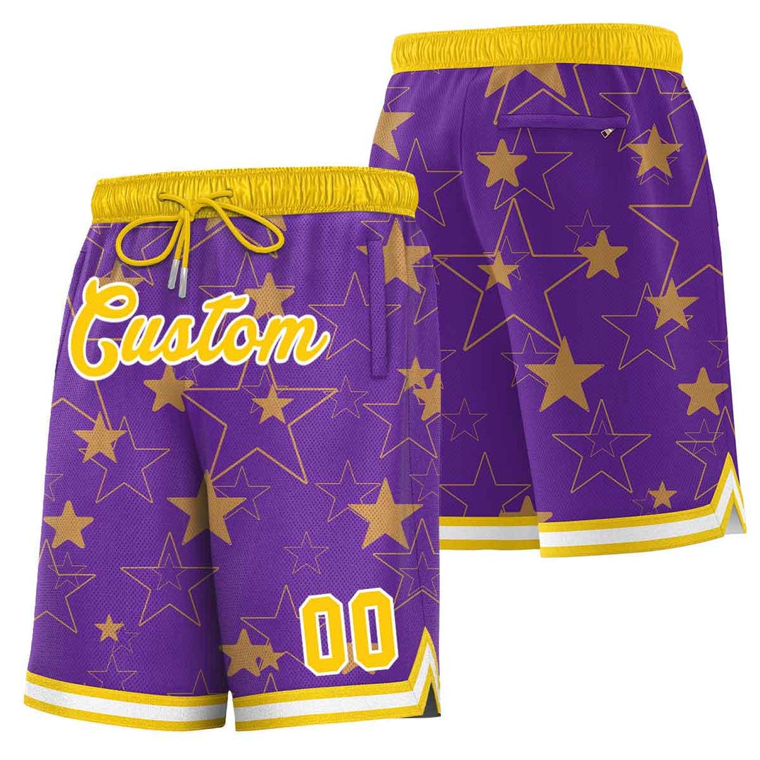 KXK Custom Name and Logo Stitched Star Basketball Shorts for Men or ...