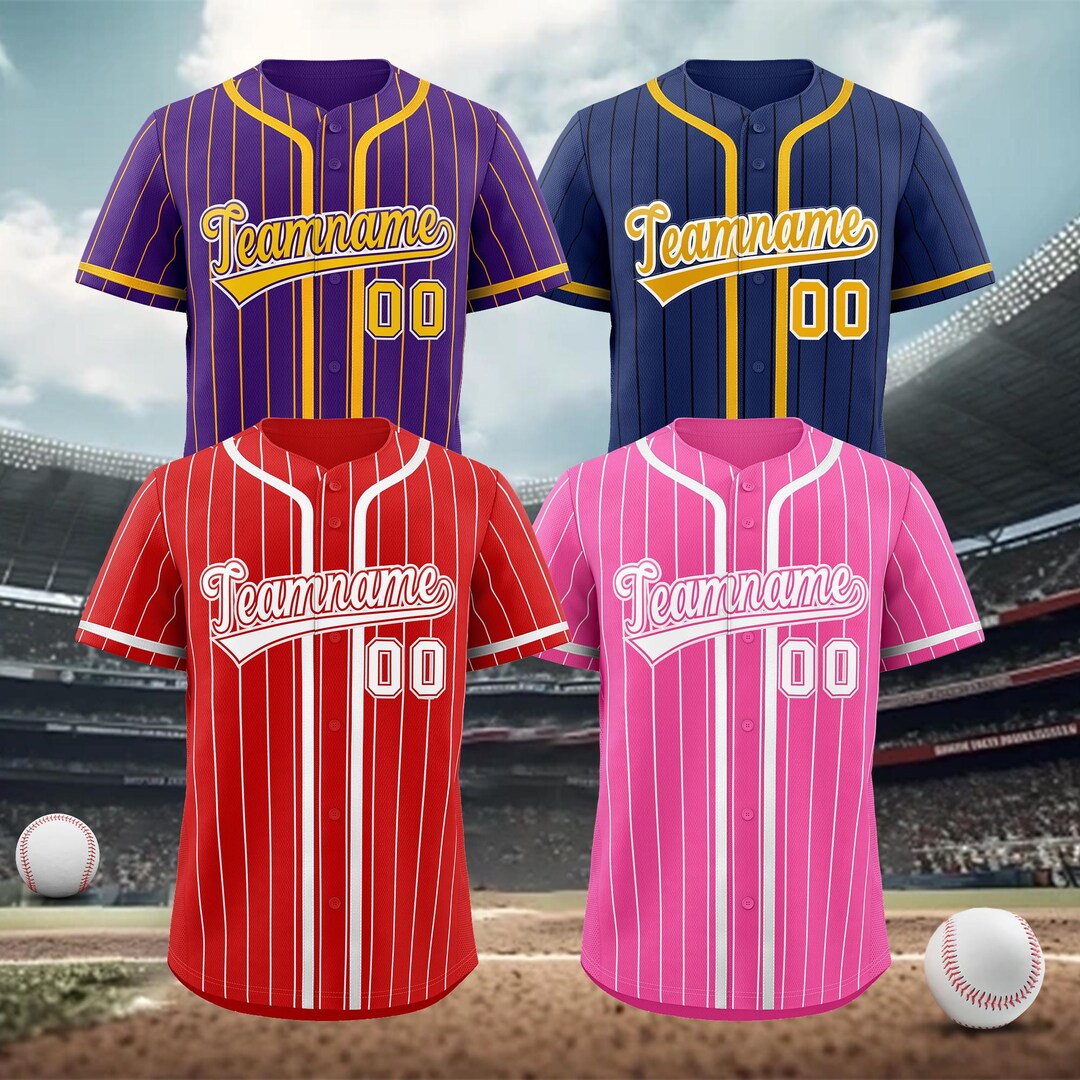 Custom Embroidered Pinstripe Baseball Jersey With Personalized Team ...