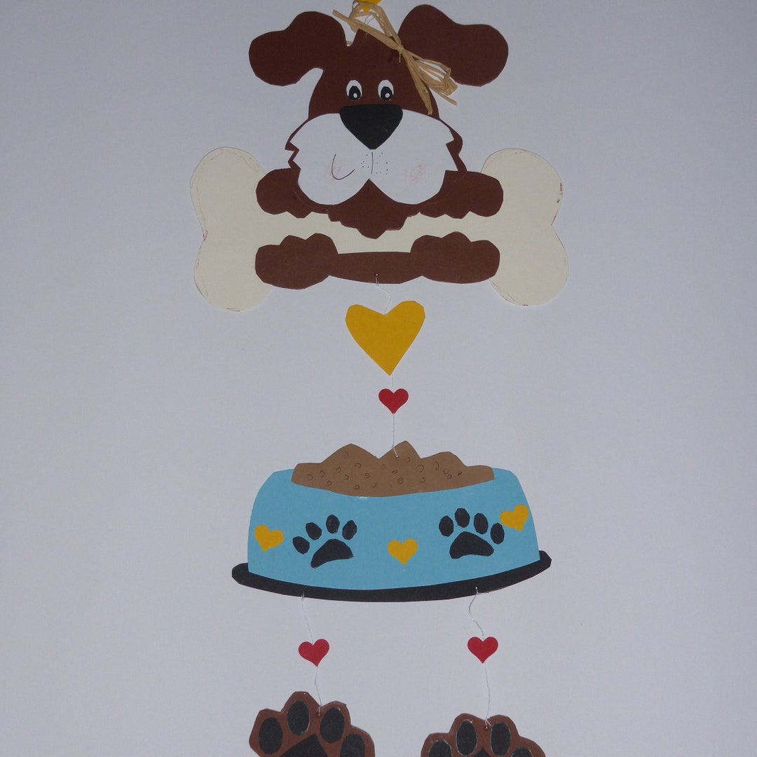 Window Picture Cardboard Dog With Bones - Etsy