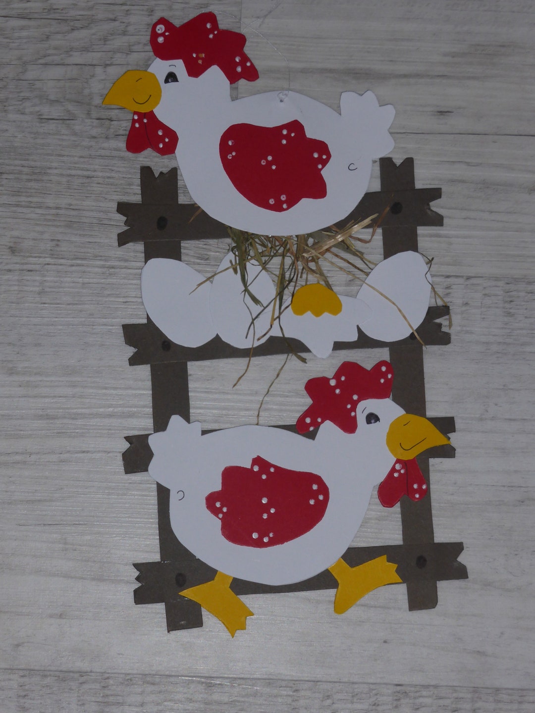 Window Picture, Cardboard, Chickens on the Ladder - Etsy