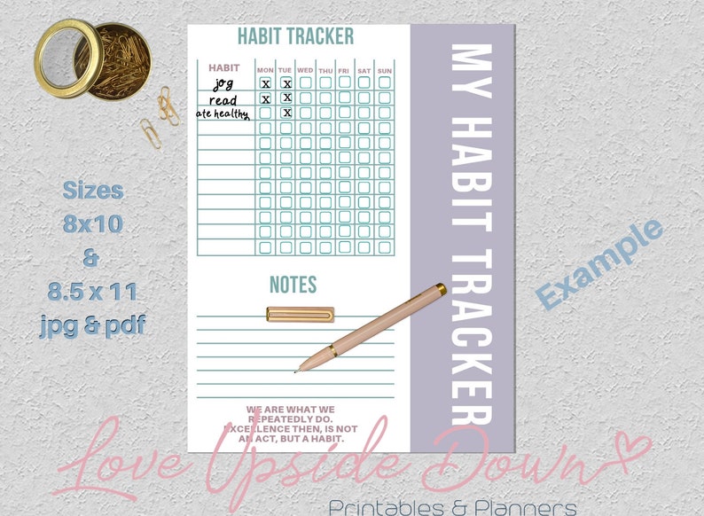 Healthy Eating / Habit Tracking Printable Instant Download - Etsy