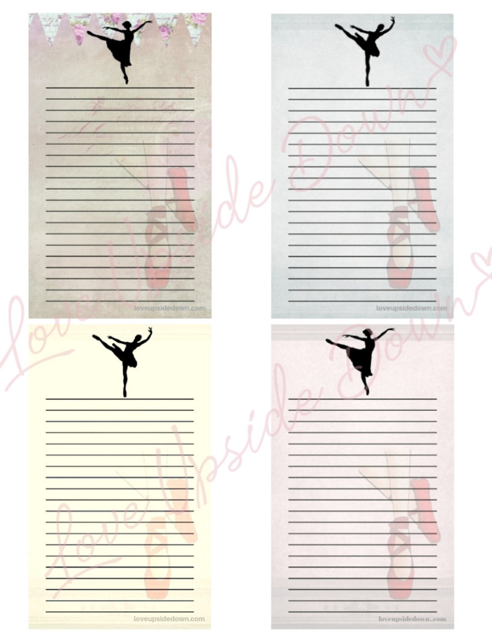 Ballerina Printable Note Pad Paper / Journal / Instant Download ...