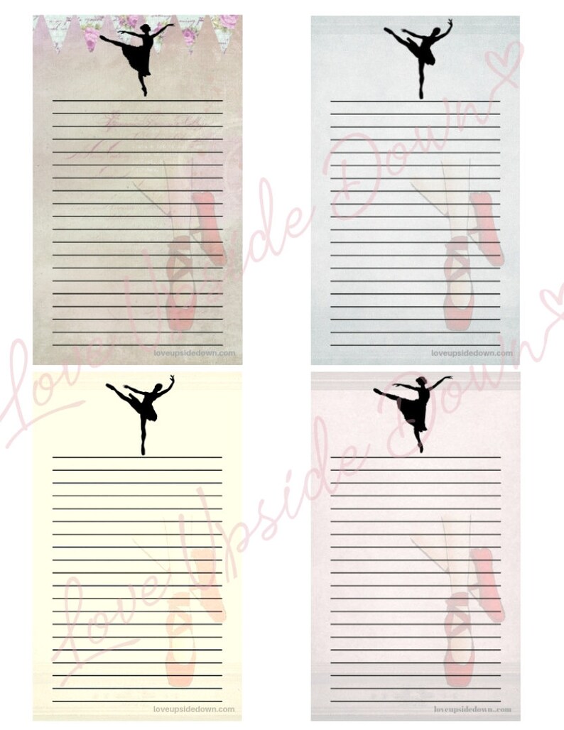 Ballerina Printable Note Pad Paper / Journal / Instant Download ...