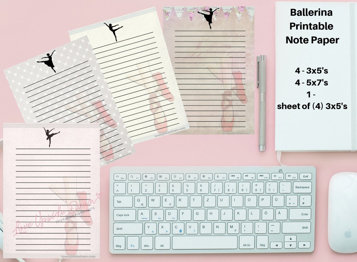 Ballerina Printable Note Pad Paper / Journal / Instant Download ...