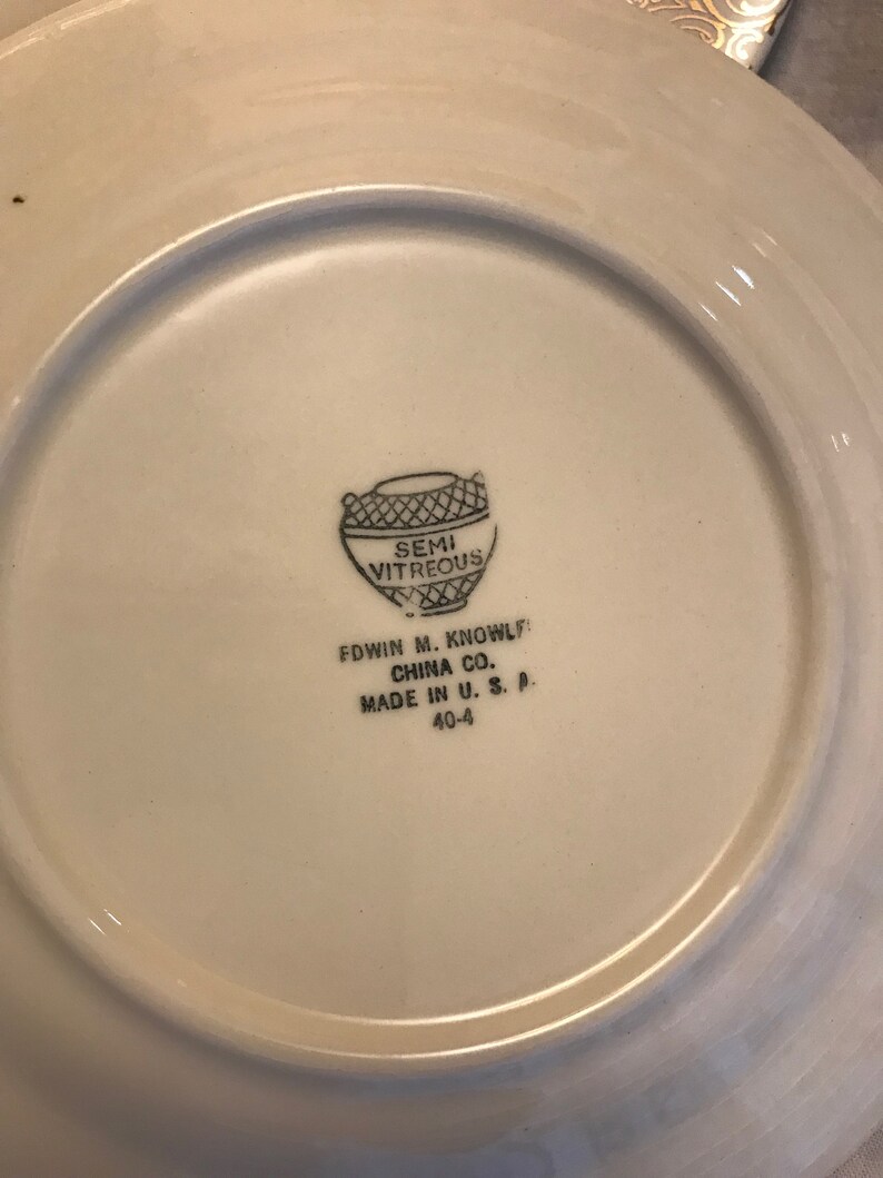 Set of 5 22KT Gold Edwin M Knowles Golden Dessert Plates Vintage Made ...