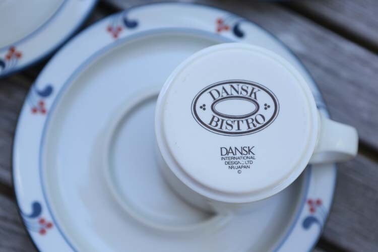 Dansk Bistro Set of 6 Cups an Saucers White and Blue - Etsy