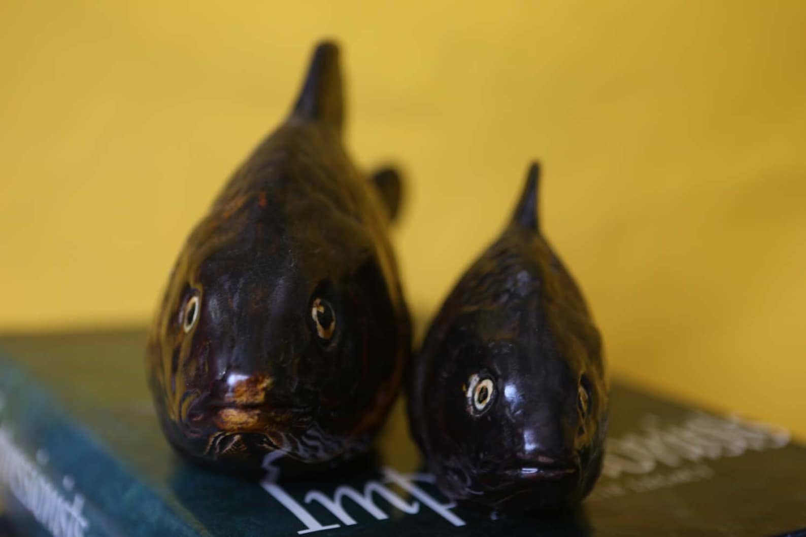 Two Ceramic Fish Figurines Carp Figurines Handcrafted Pottery Home ...