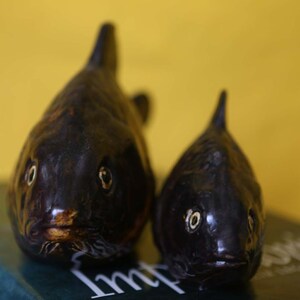Two Ceramic Fish Figurines Carp Figurines Handcrafted Pottery Home ...