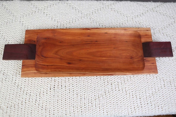 Hand Carved Wooden Tray/Platter With Handles | Etsy