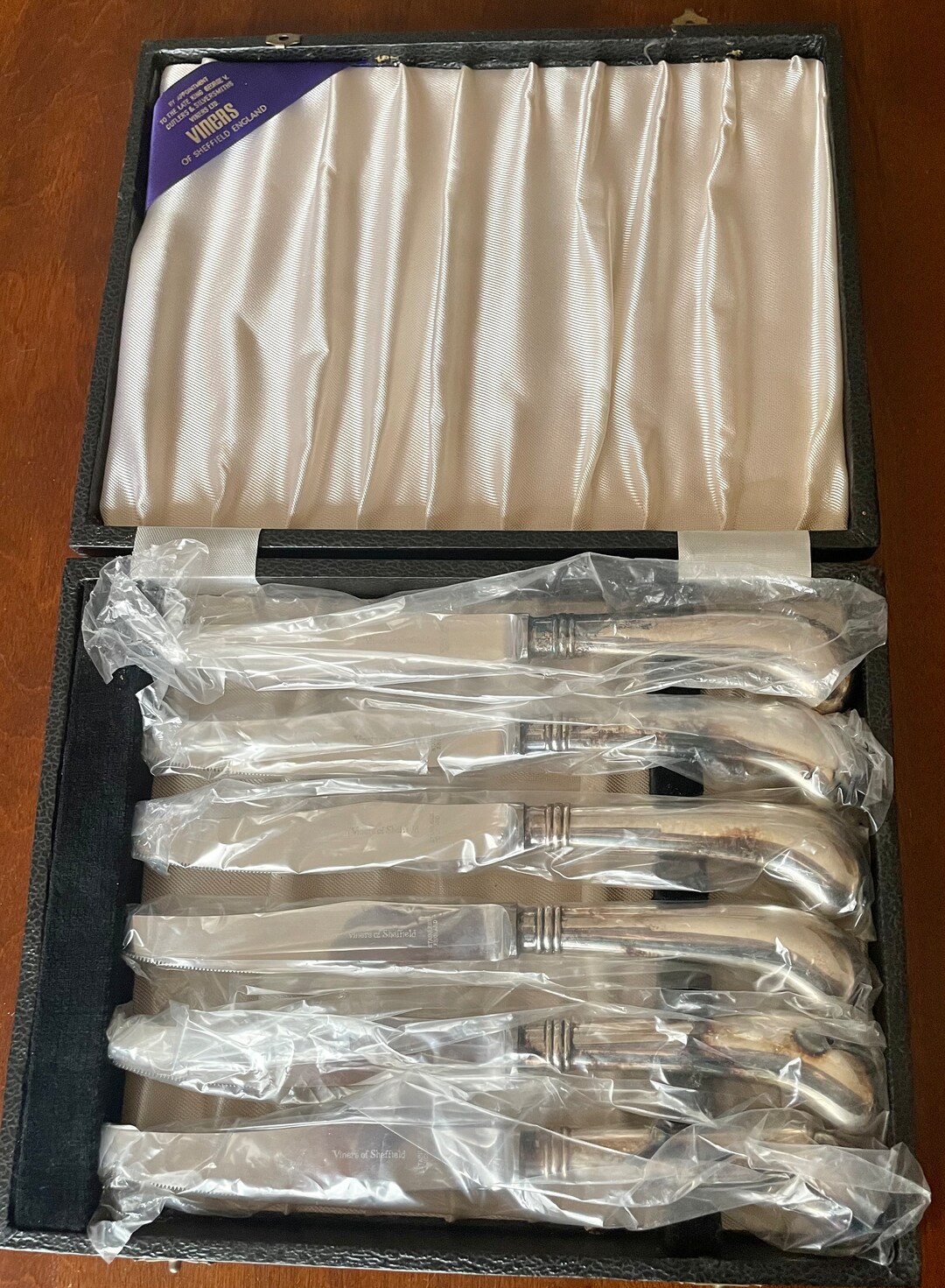 Viners Ltd. Sheffield Dinner Knives Set of 6 With Case Cutlers Vintage ...