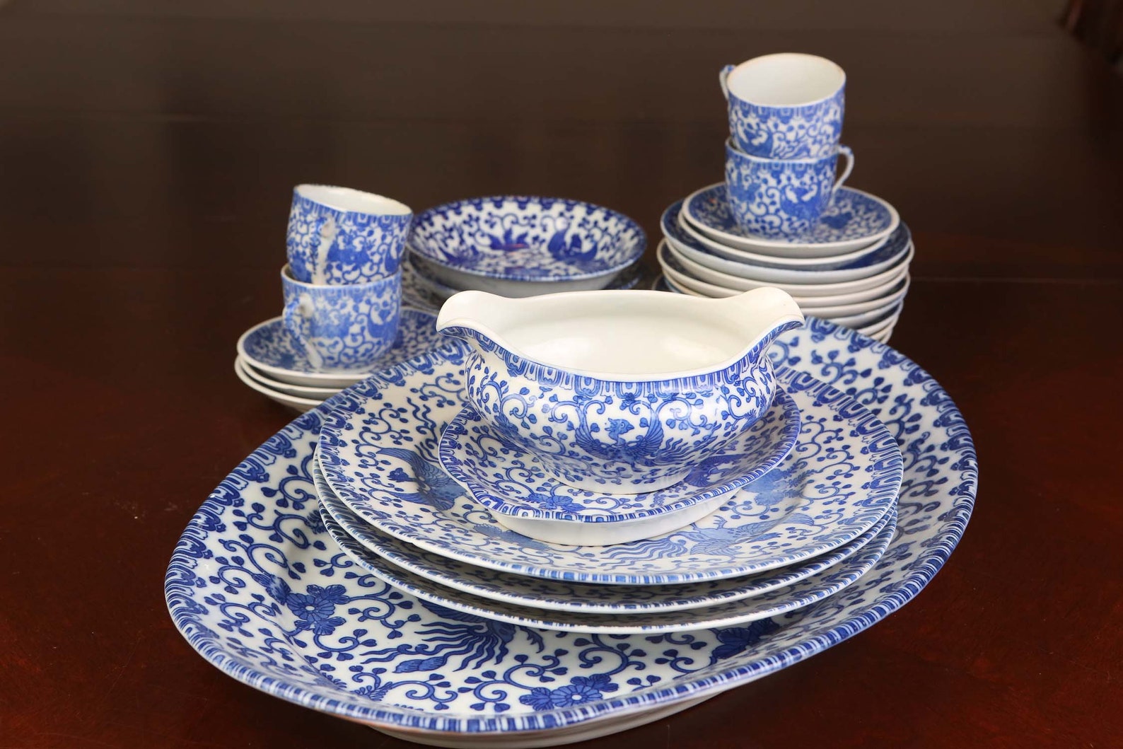 Vintage Blue Phoenix Bird Dishware Set, Made in Japan - Etsy