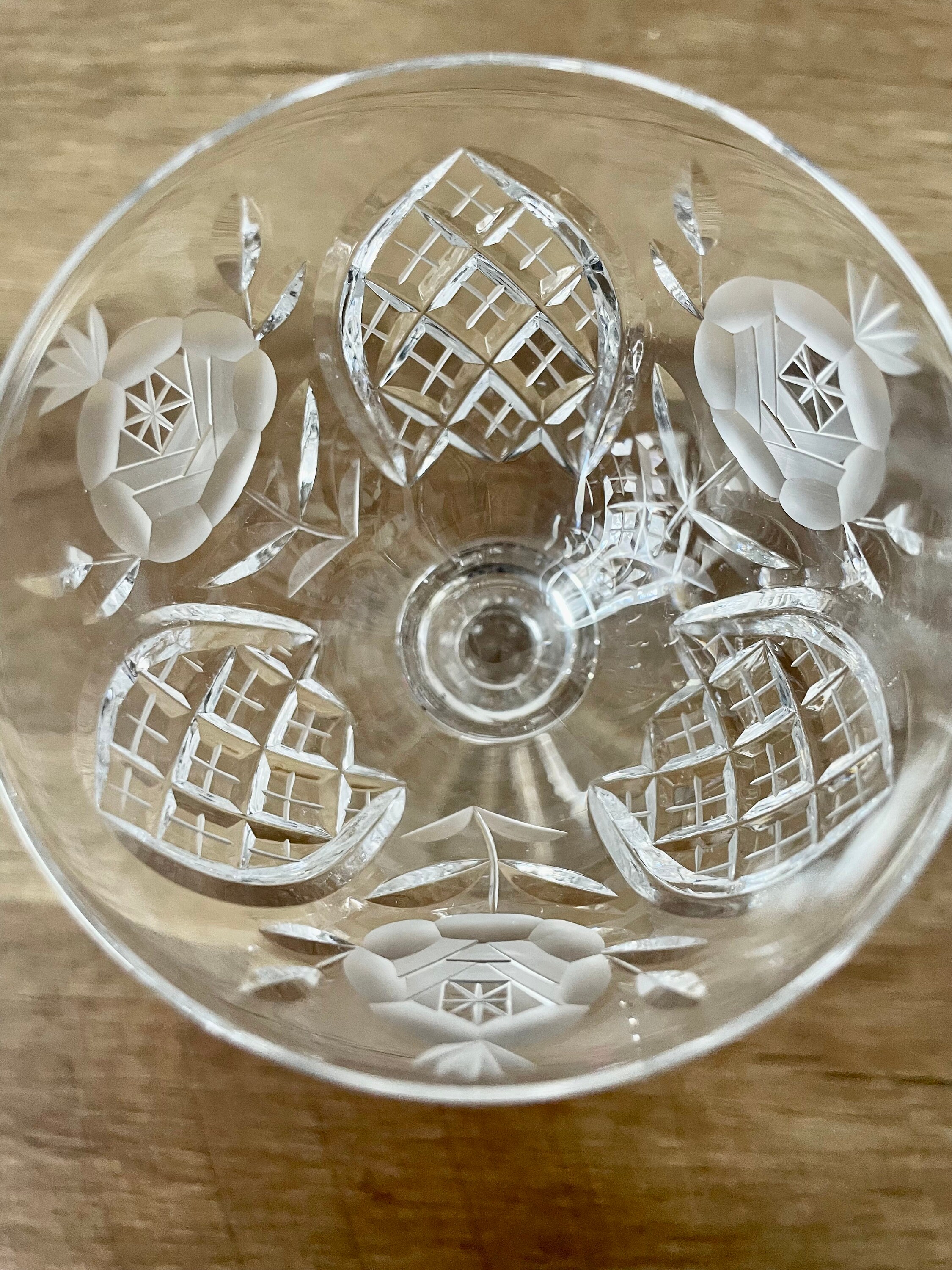 Vintage Beyer Bez2 Cut Rose and Arch Design Crystal Wine Glasses Set of ...