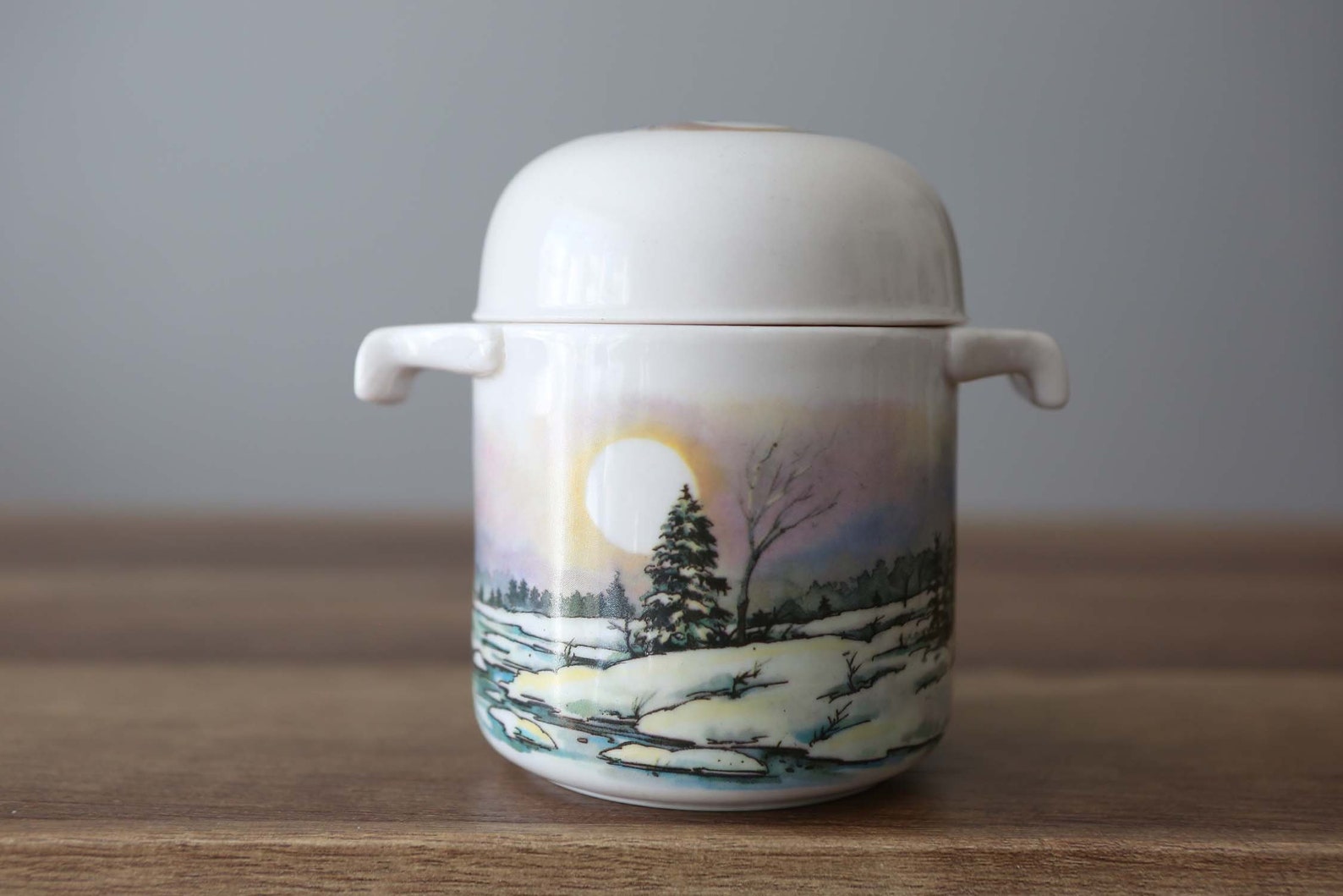 Bone China Tea Jar Tea Box Tea Container With Lid Winter Landscape ...
