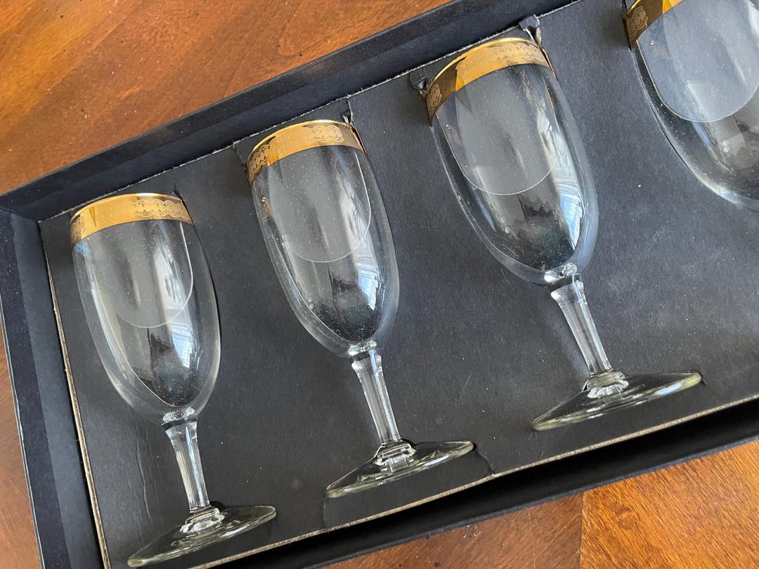 Vintage Mid Century Modern Starlyte Wine Glasses 22k Gold Set - Etsy