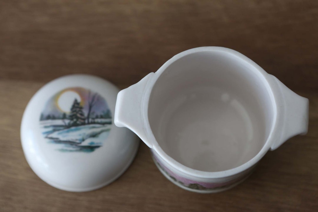 Bone China Tea Jar Tea Box Tea Container With Lid Winter Landscape ...