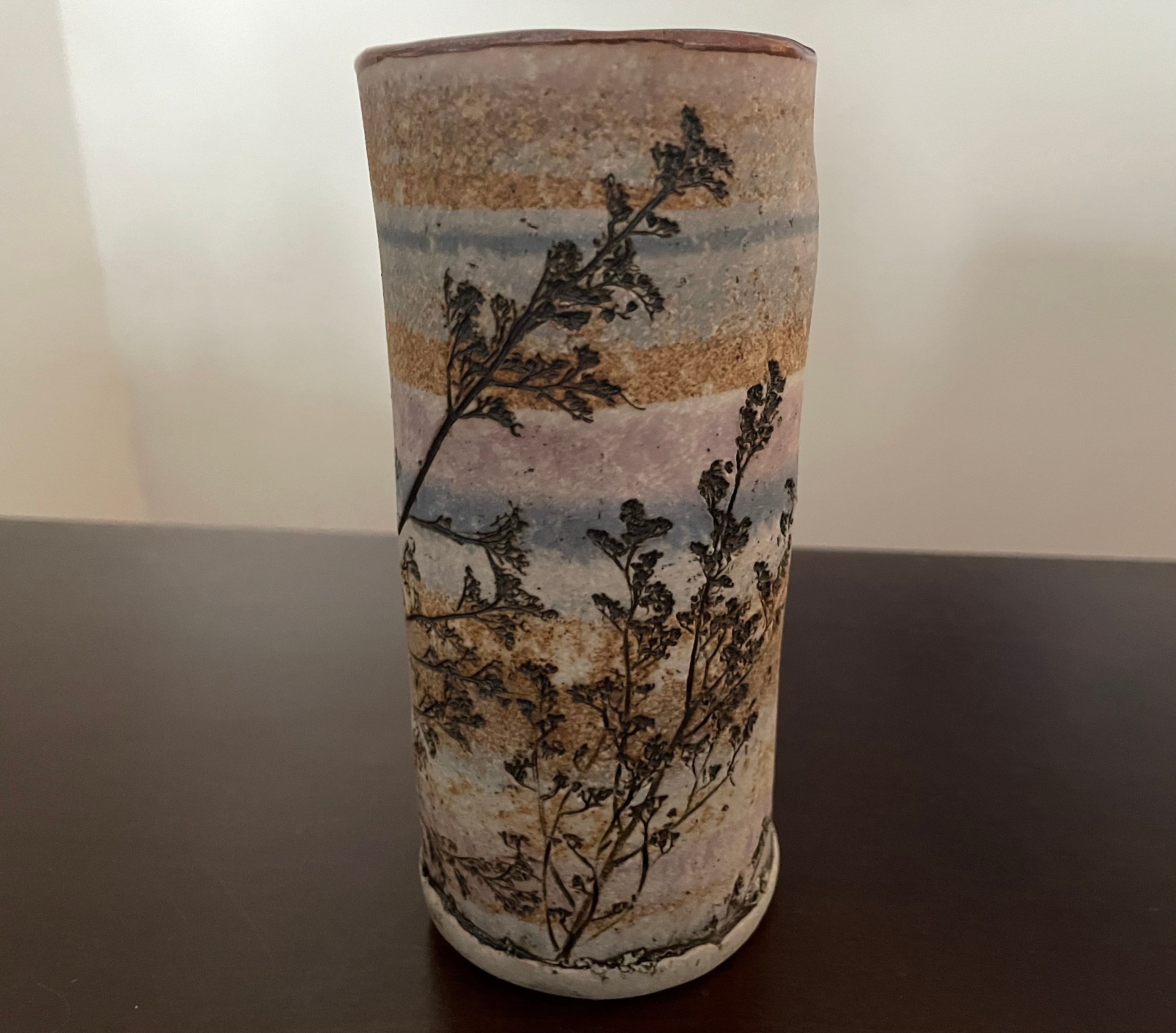 Handmade Pottery Imprint Flower Vase Vintage Art Pottery - Etsy