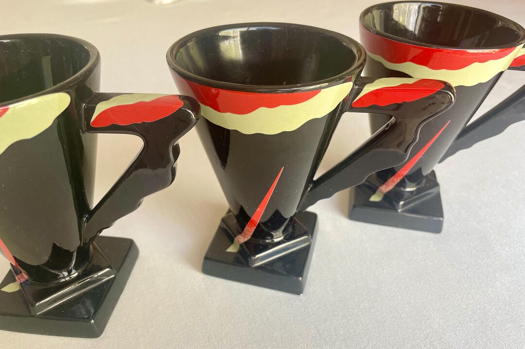 Vintage Kaneaki Fujimori Comet Mugs Kato Kogei Japan, Art Deco Ceramic ...