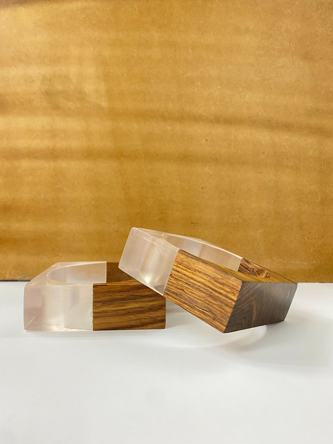 Fusion Resin and Wood Combo Bangle, Funky Geometric Bangle, Square ...