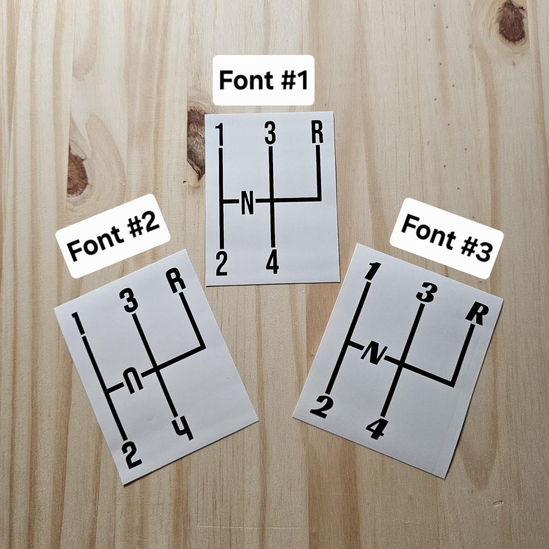 4-speed Manual Shift Pattern V6 (3 Different Sizes, and Font Choices ...