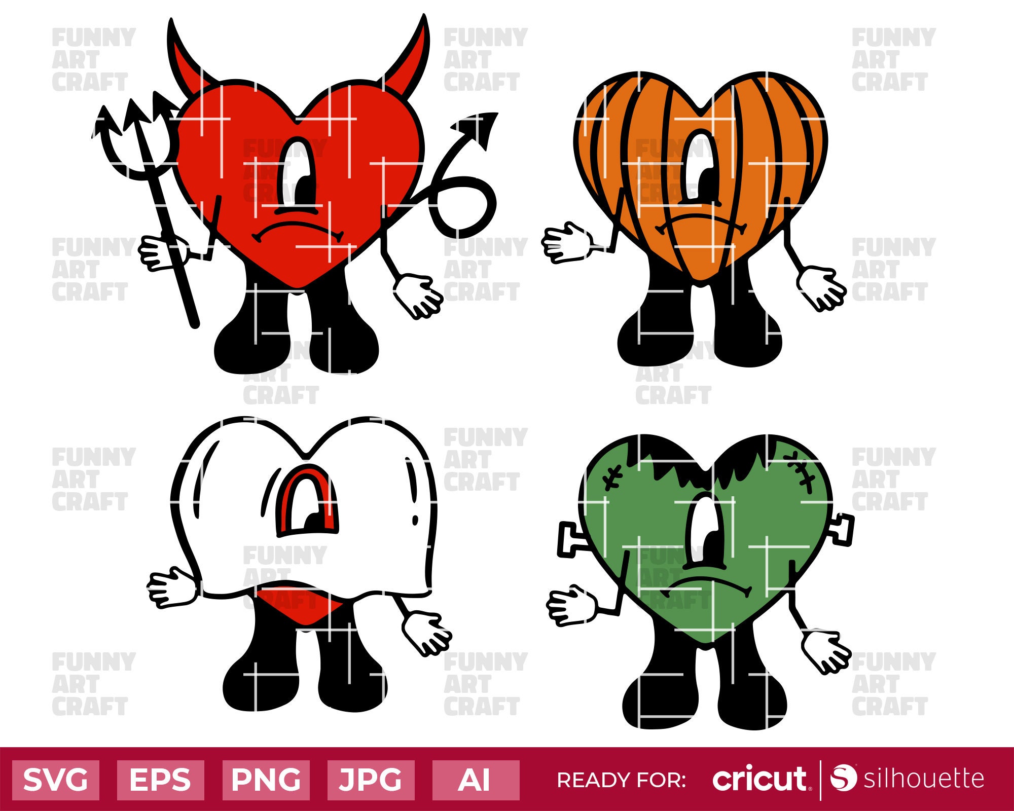 Bad Bunny Heart Halloween SVG PNG Digital Dile Clipart - Etsy