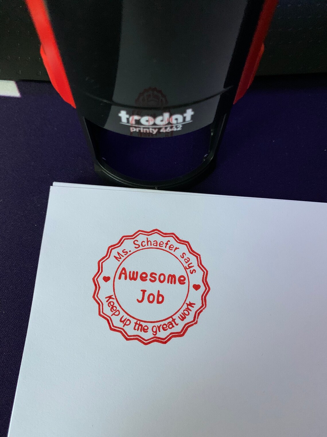 Personalised Teacher Stamp - Awesome Job! Teacher Stamp Self Inking ...