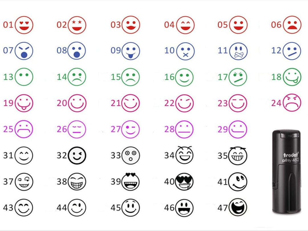 Face Emoji Self Inking Stamp, Choose From 92 Different Designs, 5 ...