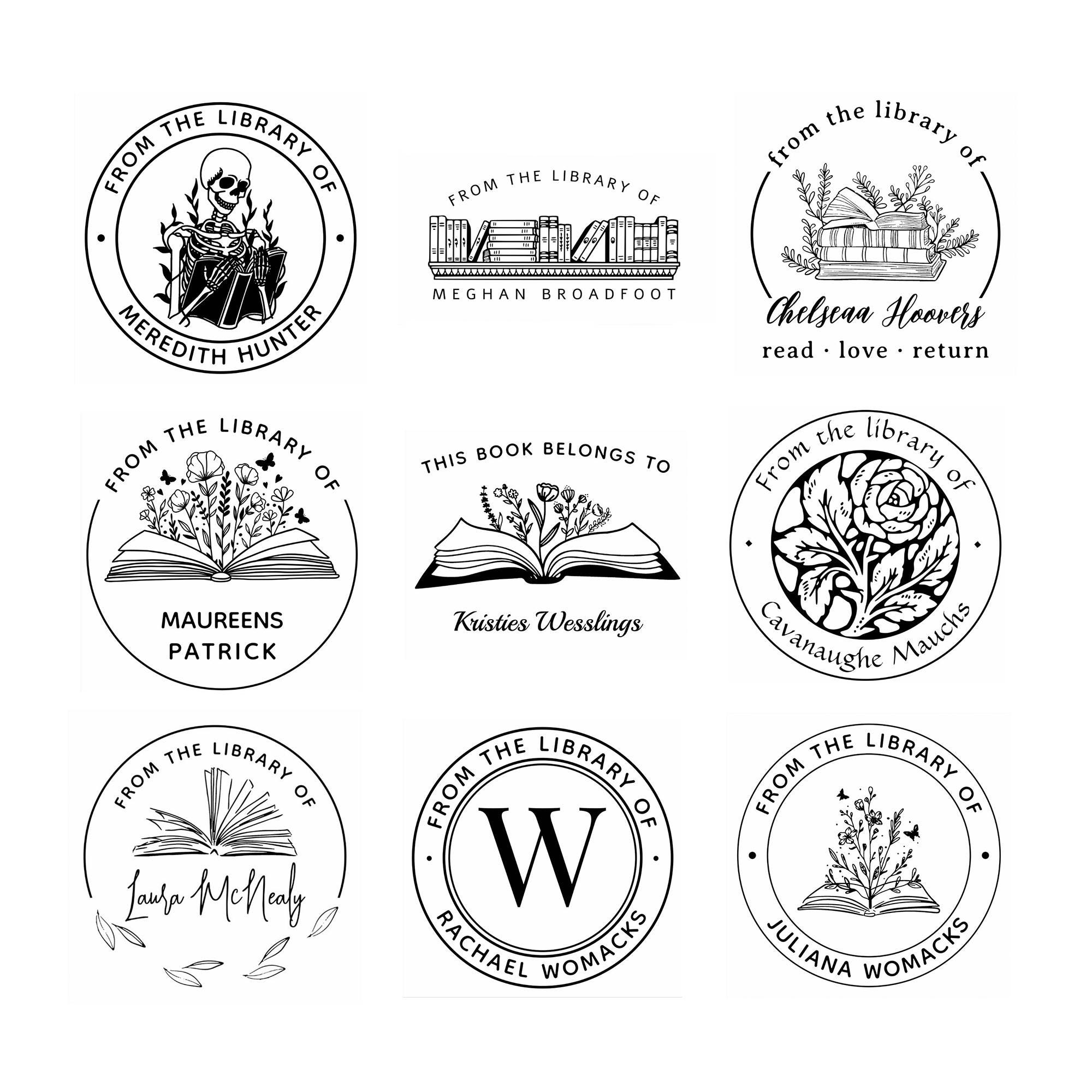 From the Library of Self-inking Stamps & Embossers, Floral Book Stamp ...