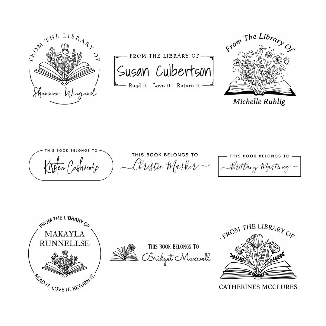 From the Library of Self-inking Stamps & Embossers, Floral Book Stamp ...