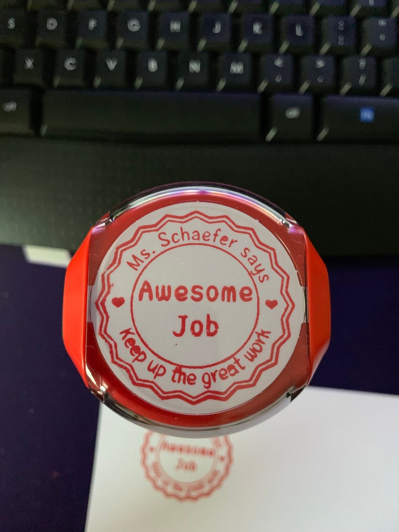Personalised Teacher Stamp - Awesome Job! Teacher Stamp Self Inking ...