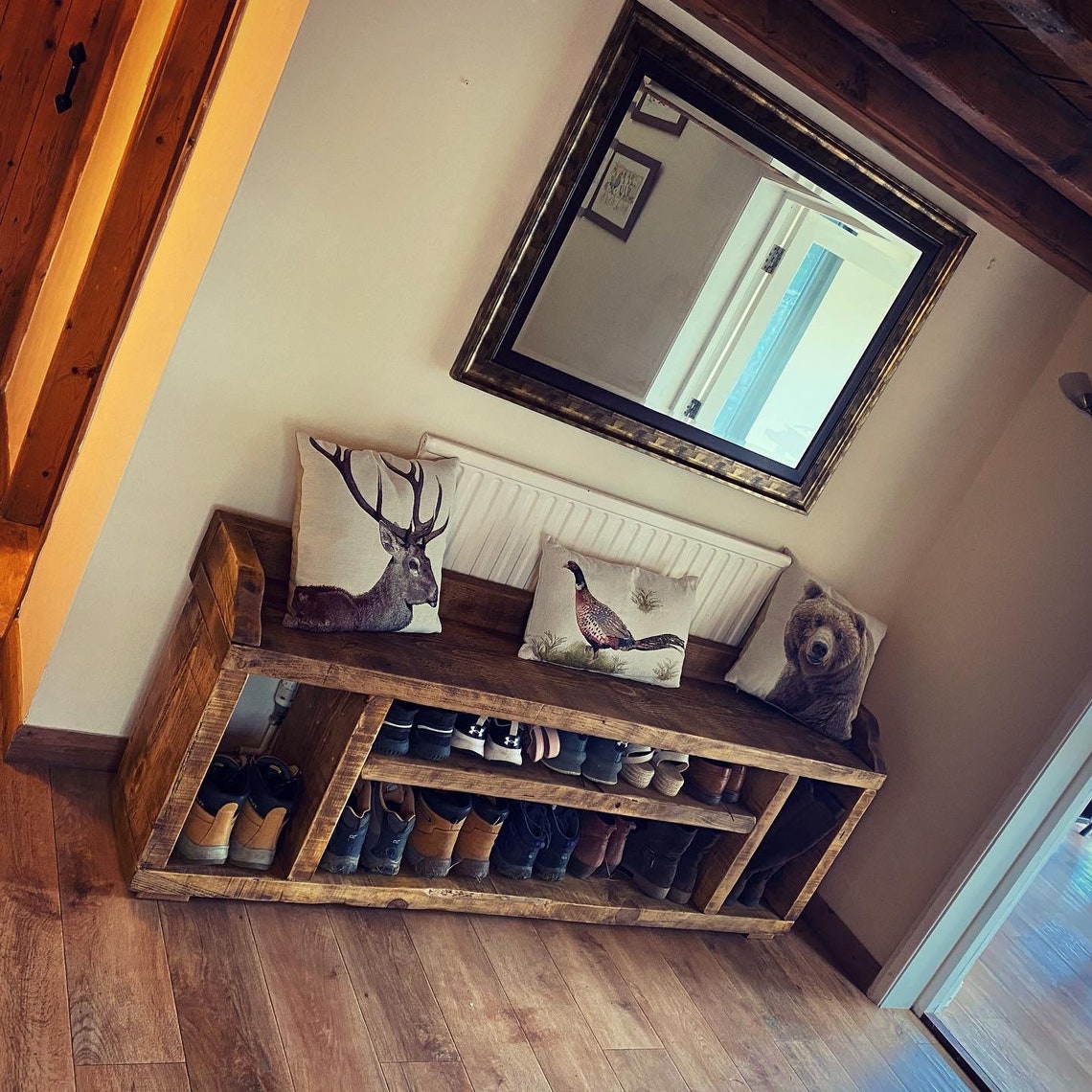 Rustic Shoe Rack. Reclaimed wood boot rack. Hallway Furniture | Etsy