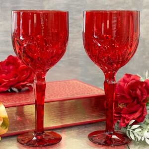 Waterford Crystal Water Glasses / Red Brookside Glasses / Red Water ...