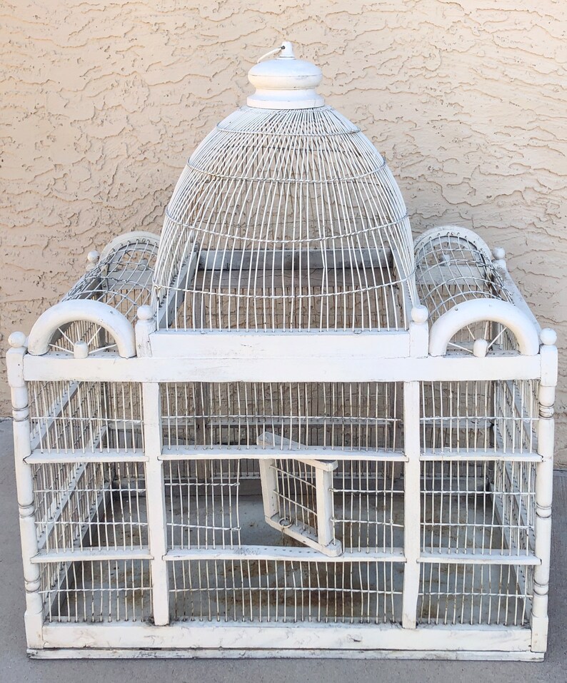 Vintage Metal Bird Cage / Vintage Victorian / Wood Bird Cage / - Etsy