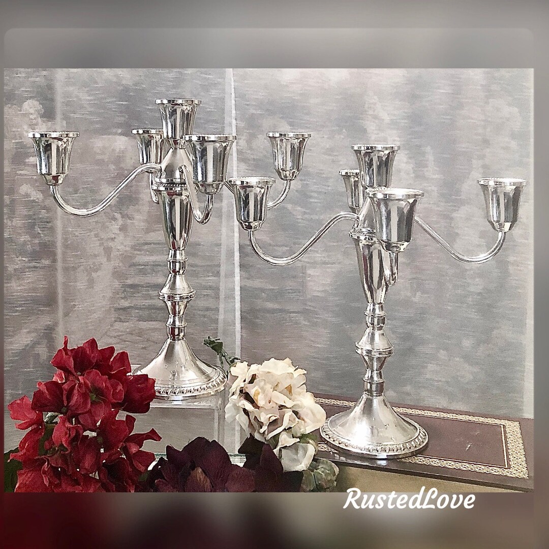 Vintage Sterling Silver Candelabras / Silver Candle Holders / Elegant ...