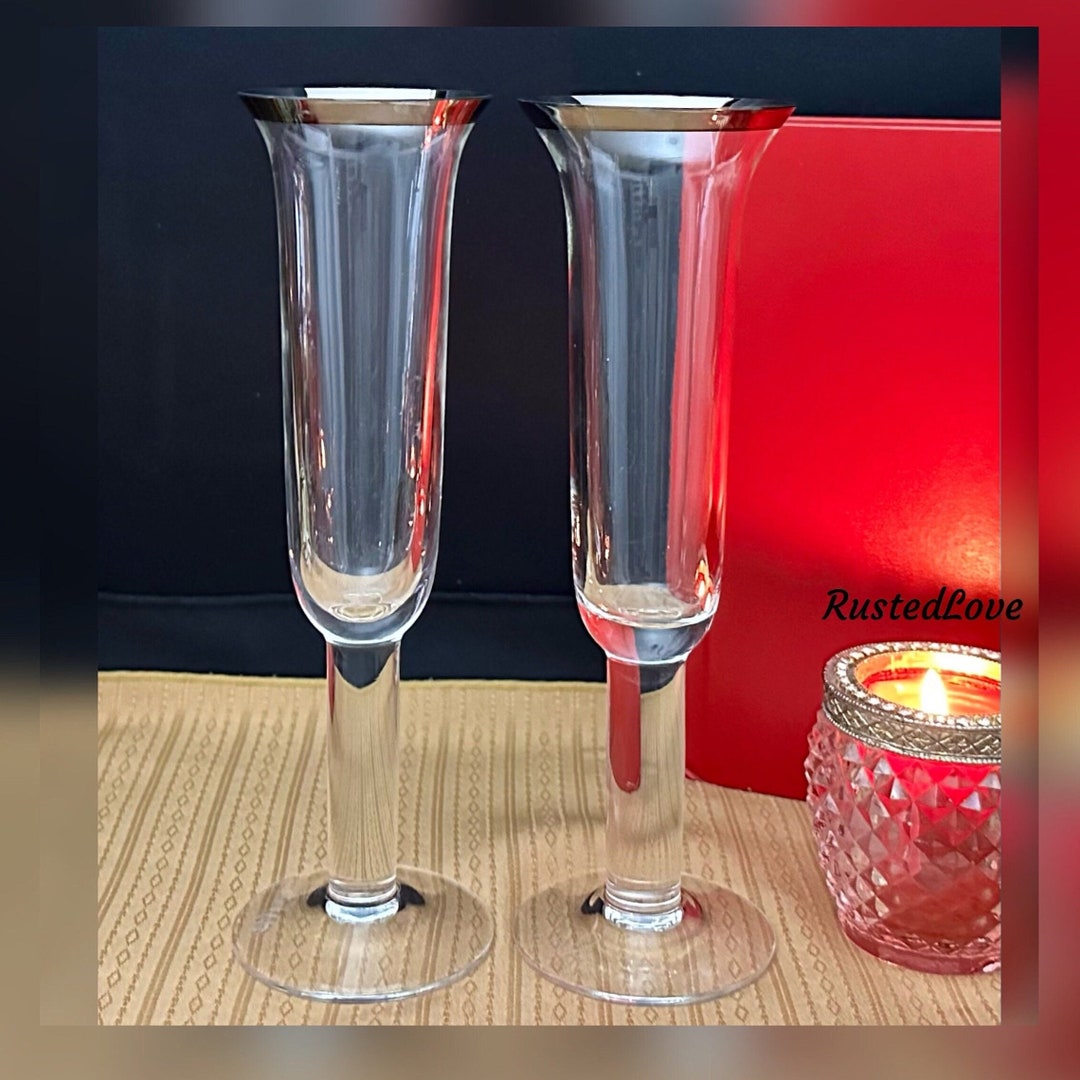 Vintage Champagne Flutes / Steven Smyers Neopolitan Platinum Glasses ...