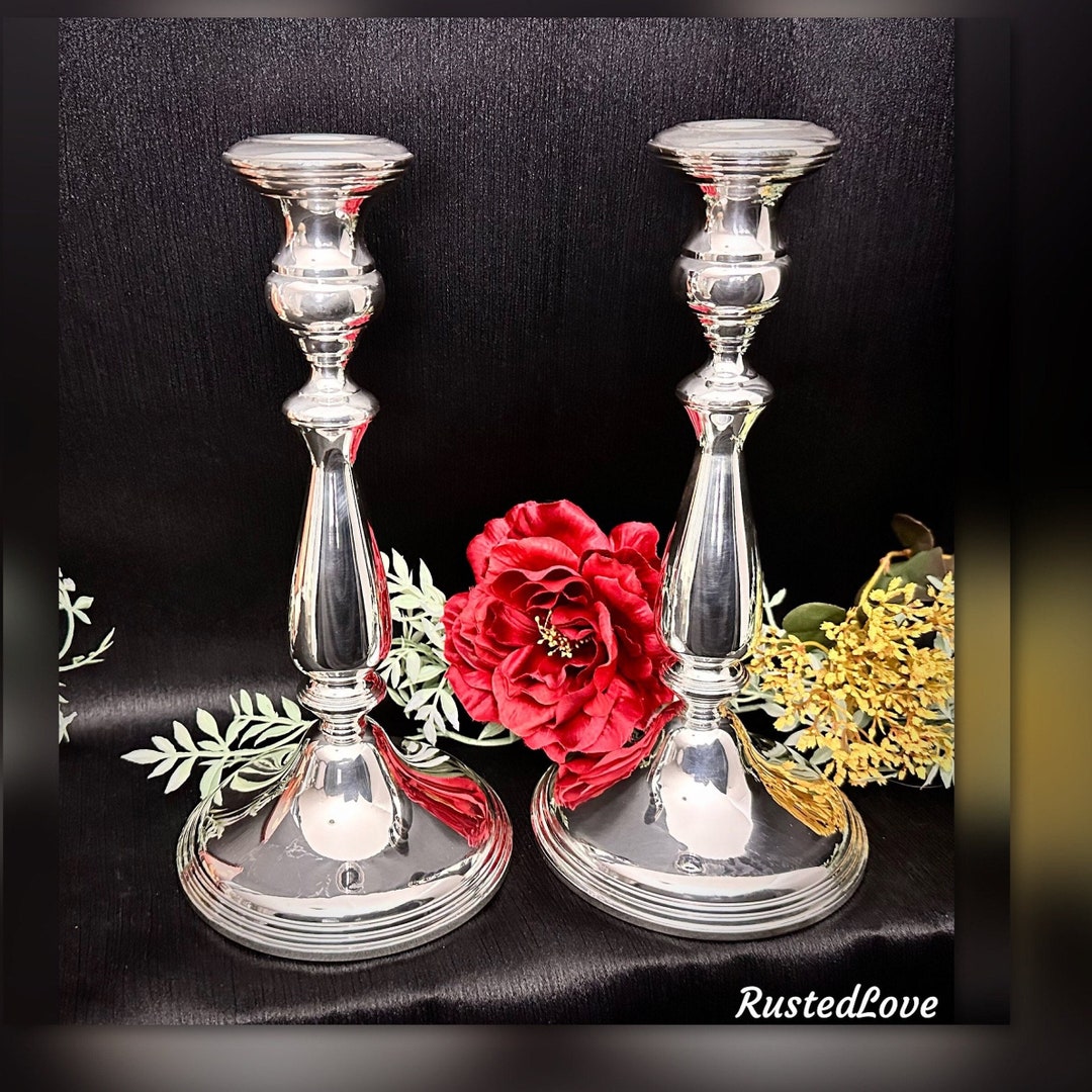 Empire Sterling Silver Candle Holders / Vintage Silver Candlesticks ...