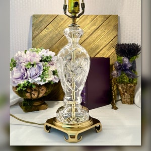 Vintage Crystal End Table Lamp - Etsy
