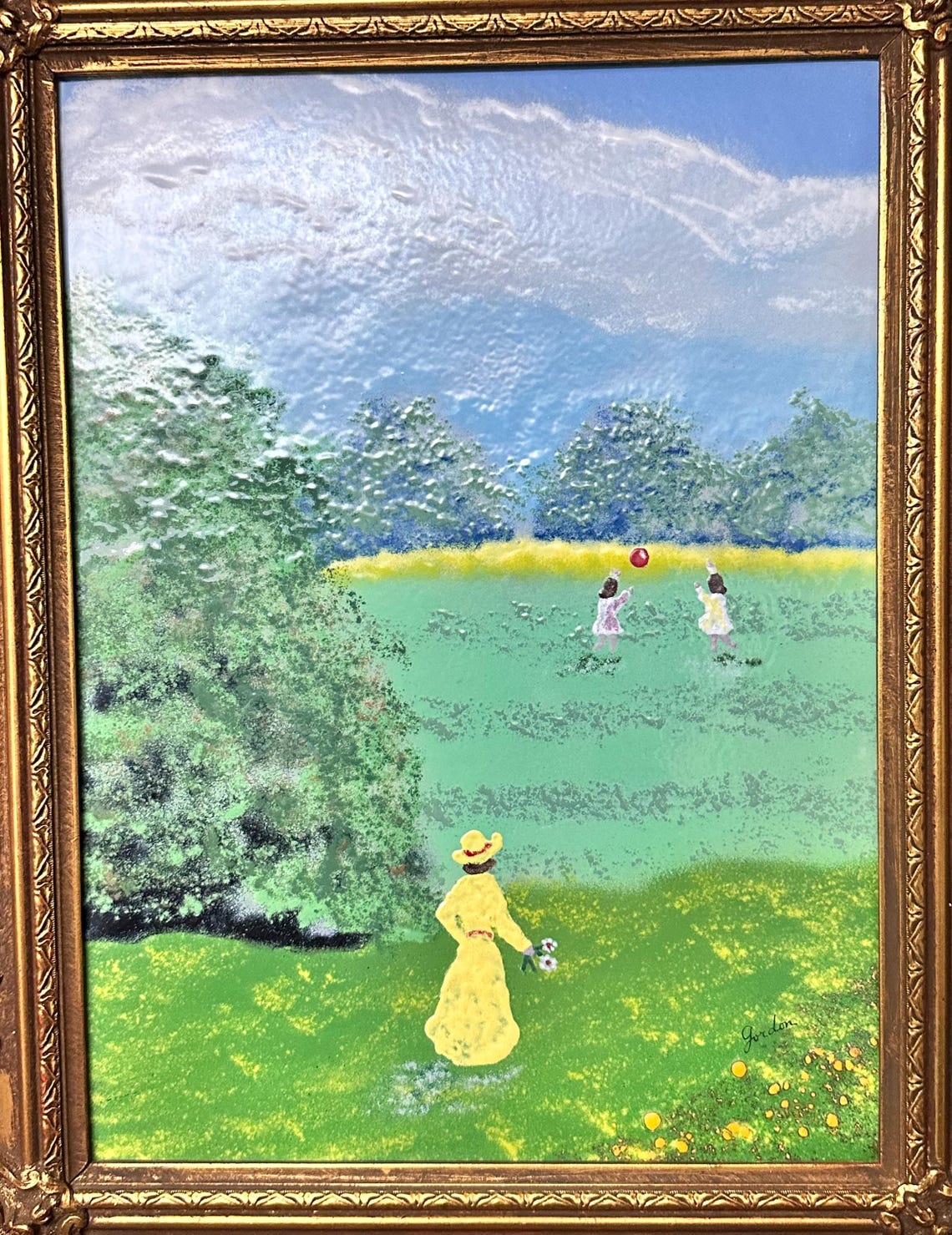 Vintage Copper Enamel Painting, Signed Jordon, Gild Gold Frame - Etsy
