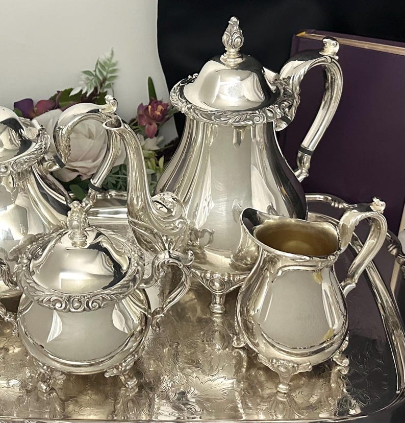 Vintage Silver Plated Tea Set – Rochelle Rogers Brothers, 5-piece With ...