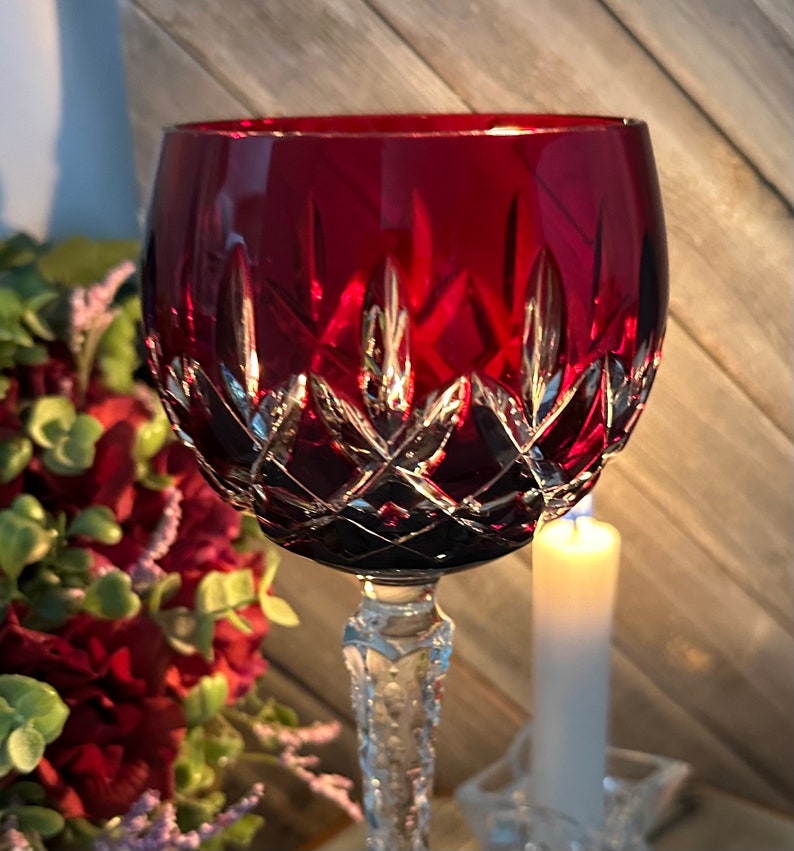 Vintage Ajka Arabella Ruby Red Cut to Clear Wine Hock Glass - Etsy